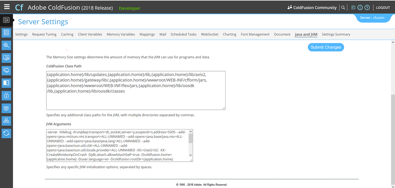 Where are stored the default JVM arguments for coldfusion server? - CommandBox CLI - Ortus ...